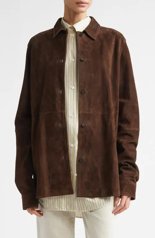 TOTEME Suede Overshirt - Bark