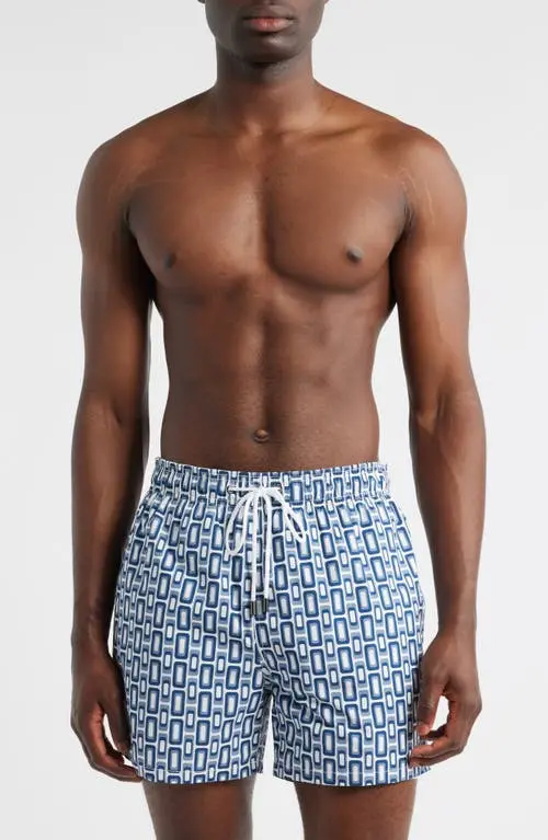 Bugatchi Printed Swim Trunks - Navy
