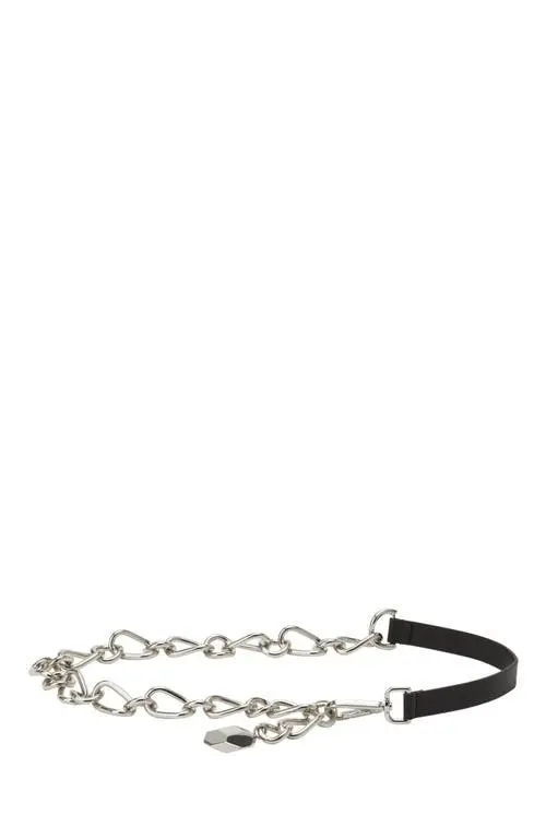 LANVIN Catch Leather And Metal Chain Belt - Argent/noir