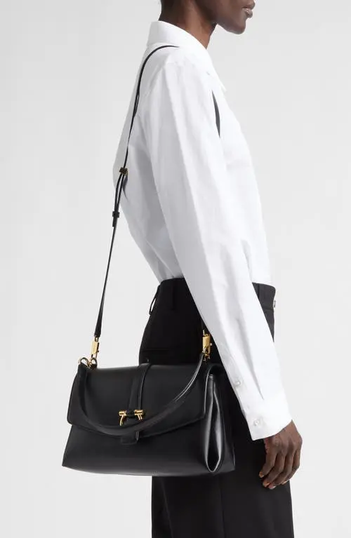FERRAGAMO Medium Leather Top Handle Bag - Nero