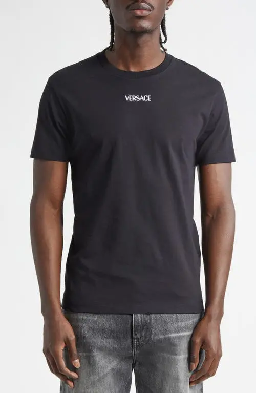 Versace Logo Cotton Jersey T-shirt - Black