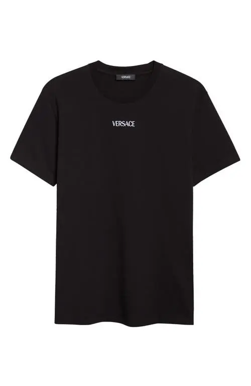 Versace Logo Cotton Jersey T-shirt - Black