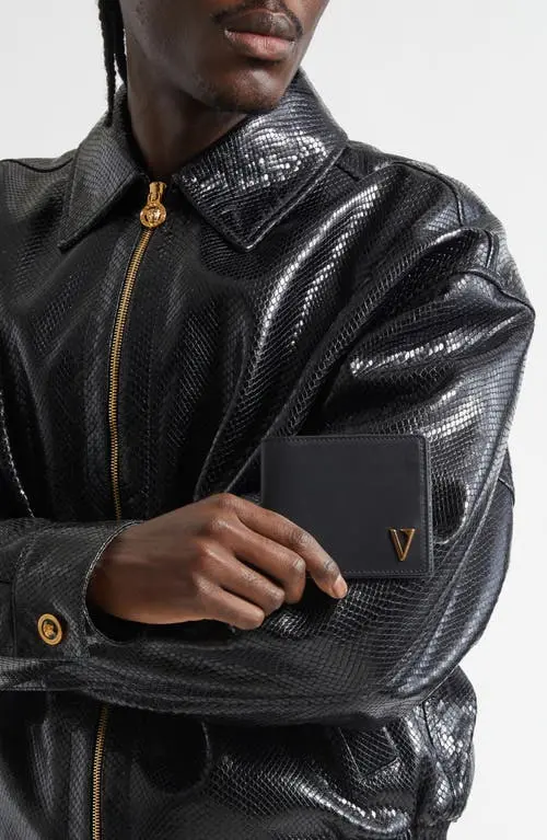 Versace V-emblem Leather Bifold Wallet