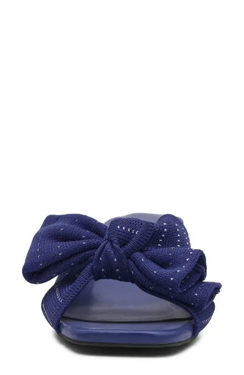 Anne Klein Dara Bow Wedge Slide Sandal - Navy Knit