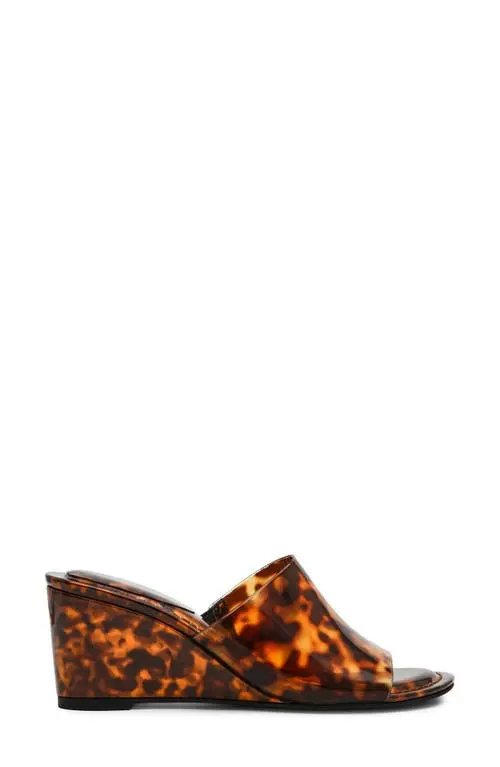 Anne Klein Charisma Wedge Slide Sandal - Tortoise Vinyl