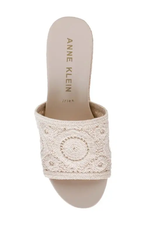 Anne Klein Espadrille Platform Slide Sandal - Creme Crochet