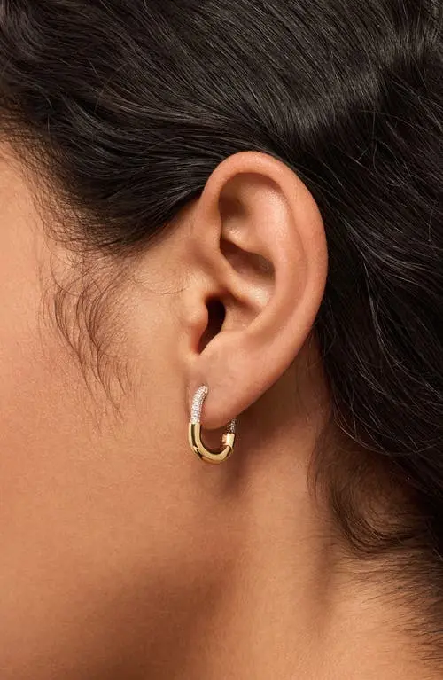 ANA LUISA Brynley Two Tone Pavé Hoop Earrings