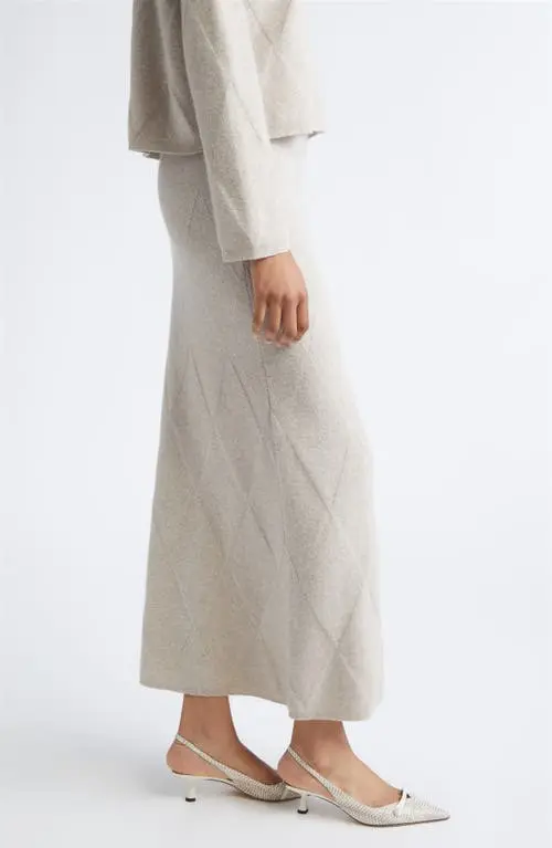 Max Mara Diamond Stitch Cashmere Midi Skirt - Beige