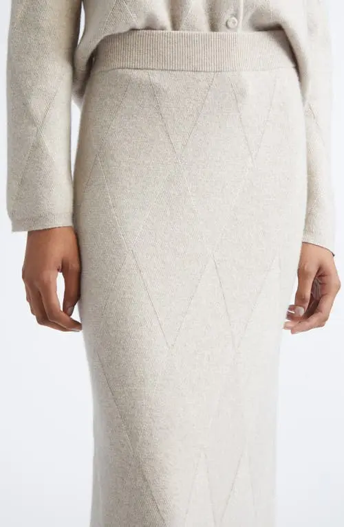 Max Mara Diamond Stitch Cashmere Midi Skirt - Beige