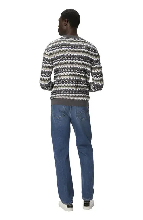 Missoni Crew Neck Zigzag Pattern Sweater - Grey & Beige