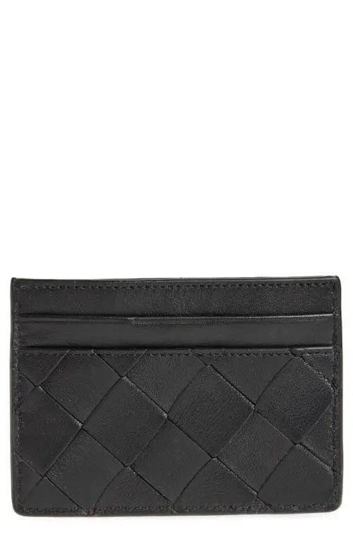 Nordstrom Woven Leather Card Case - Black
