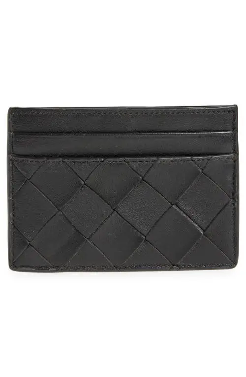 Nordstrom Woven Leather Card Case - Black