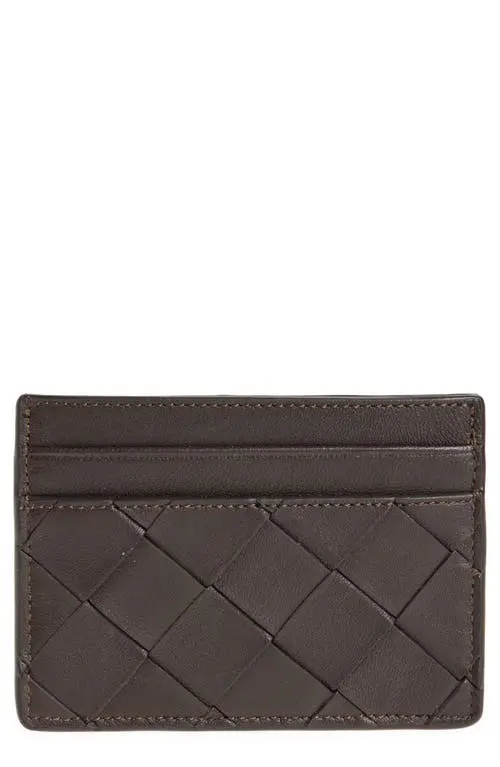 Nordstrom Woven Leather Card Case - Brown Coffee
