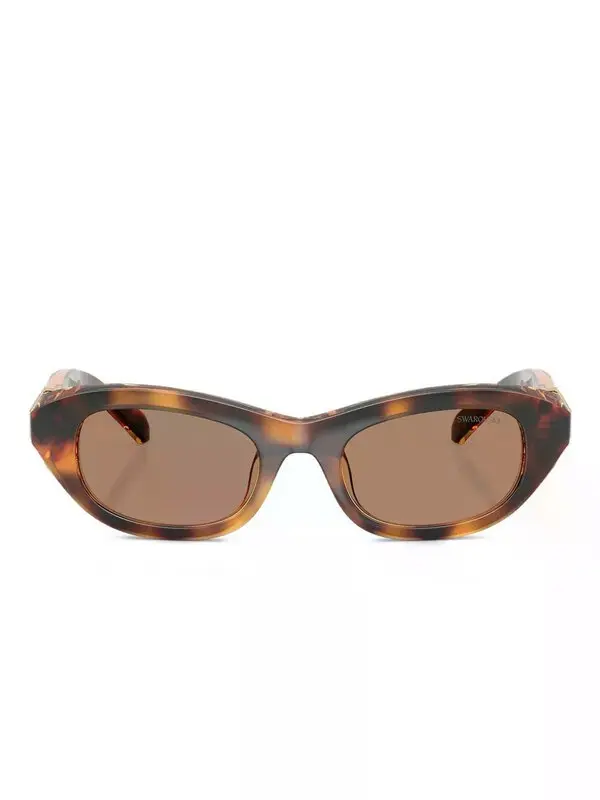 SWAROVSKI Oval-frame Tortoiseshell Sunglasses - Brown
