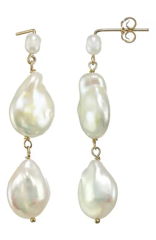 KOZAKH Karo Genuine Pearl Drop Earrings - Gold