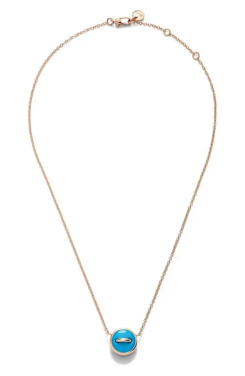 Pomellato 18k Gold Pavé Diamond Dot Pendant Necklace - Turquoise