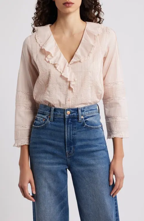 DÔEN Huguette Pintuck Ruffle Top - Blush