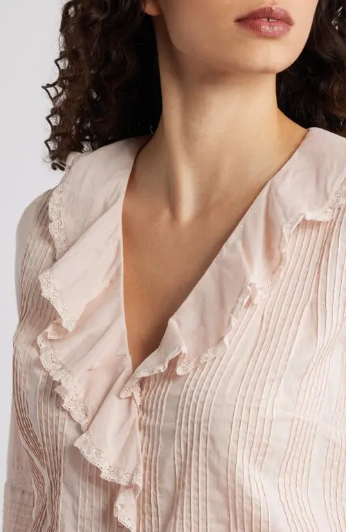 DÔEN Huguette Pintuck Ruffle Top - Blush