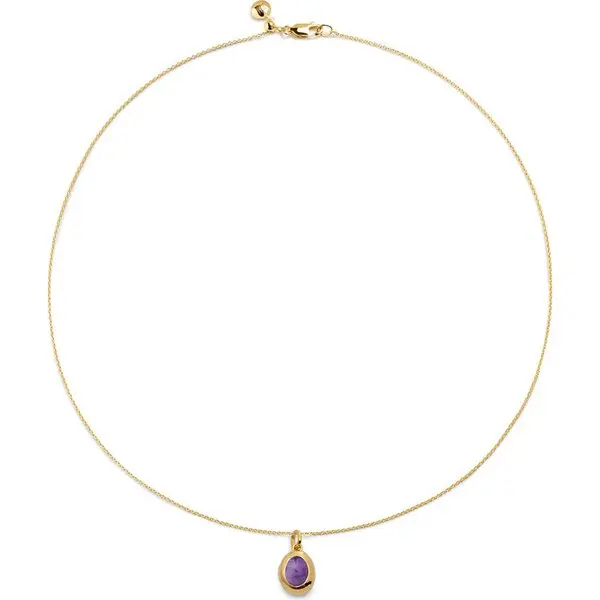 Monica Vinader Birthstone Locket Necklace - 18ct Gold Vermeil/amethyst
