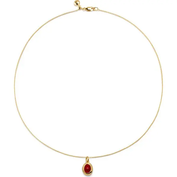 Monica Vinader Birthstone Locket Necklace - 18ct Gold Vermeil/red Onyx
