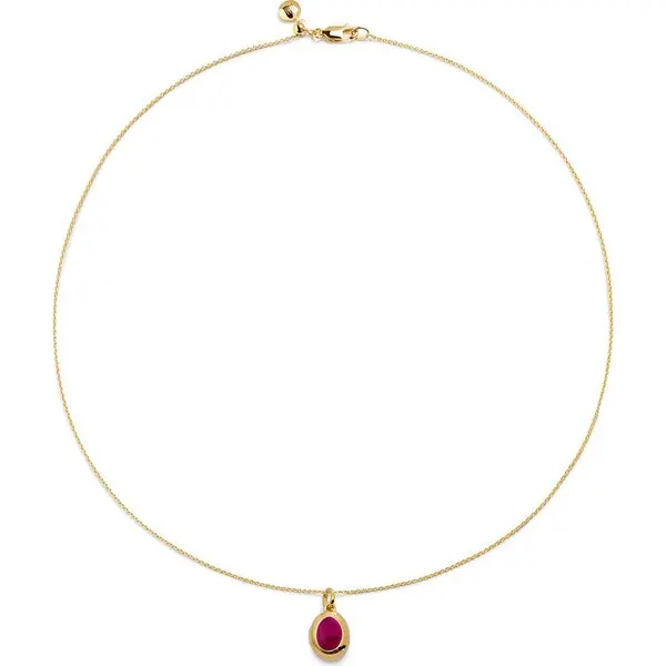 Monica Vinader Birthstone Locket Necklace - 18ct Gold/pink Quartz