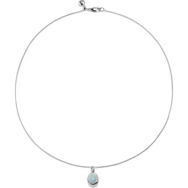 Monica Vinader Birthstone Locket Necklace - Sterling Silver/aquamarine