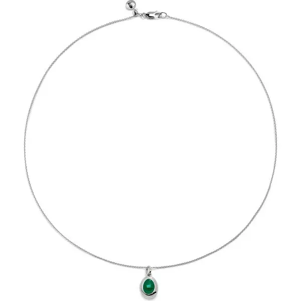 Monica Vinader Birthstone Locket Necklace - Sterling Silver/green Onyx