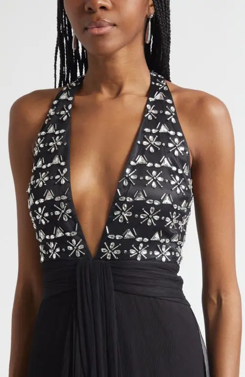 Ramy Brook Martina Embellished Bodice Chiffon Gown