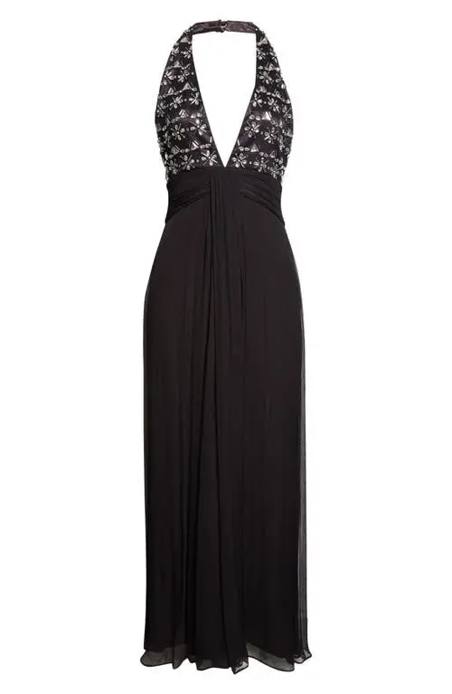 Ramy Brook Martina Embellished Bodice Chiffon Gown