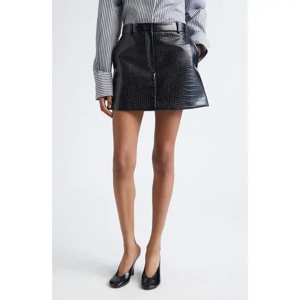 Sportmax Croc Embossed Faux Leather Miniskirt
