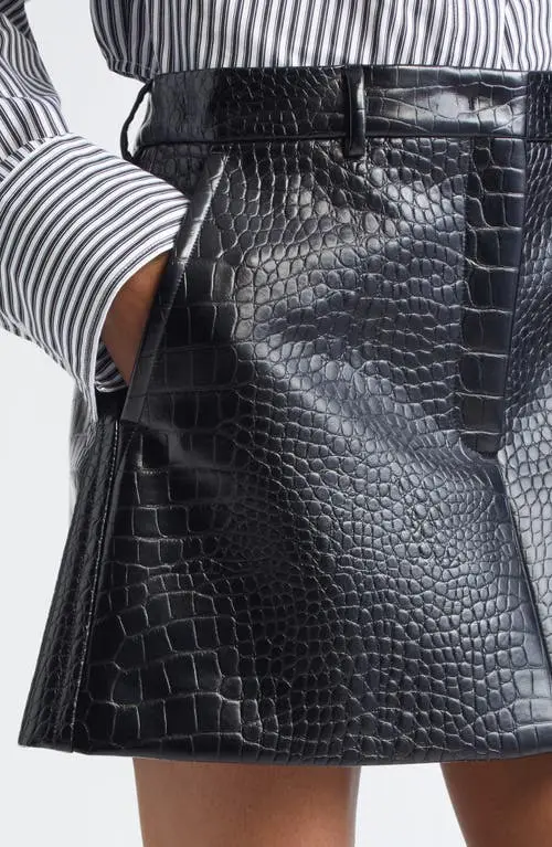 Sportmax Croc Embossed Faux Leather Miniskirt