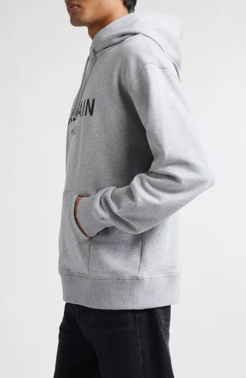 Balmain Logo Graphic Hoodie - Yeq Grey/black