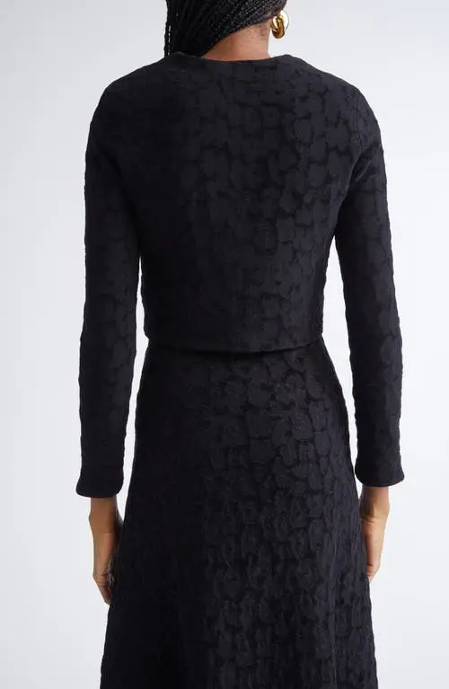 St. John Leopard Jacquard Crop Cardigan Jacket