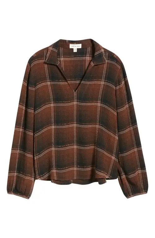 CLOTH & STONE Plaid Popover Top