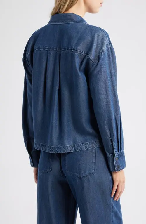 CLOTH & STONE Half Placket Denim Popover Top