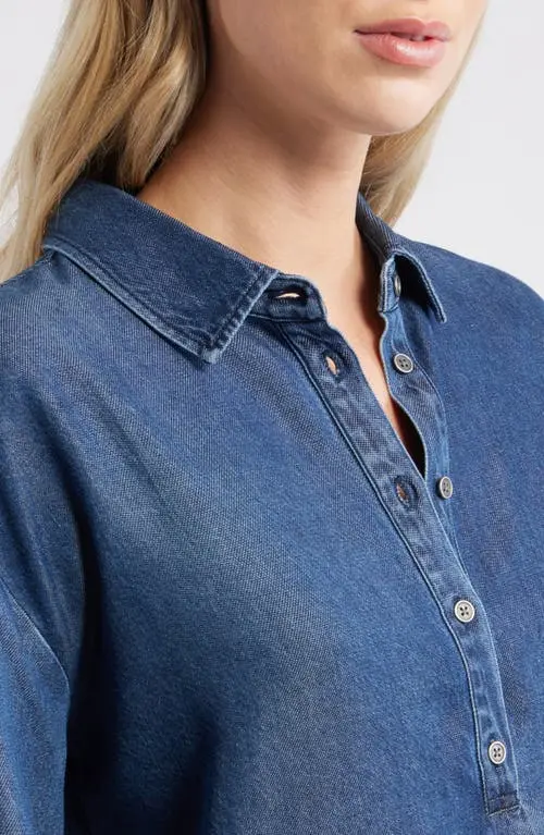 CLOTH & STONE Half Placket Denim Popover Top