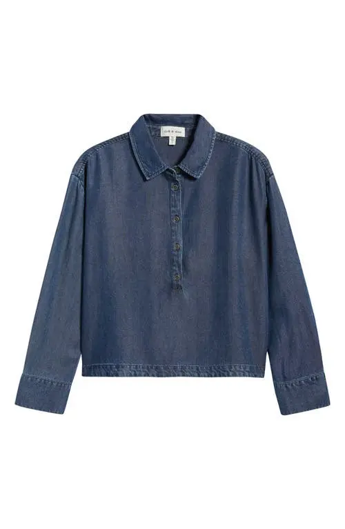 CLOTH & STONE Half Placket Denim Popover Top