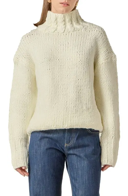 English Factory Chunky Turtleneck Long Sleeve Sweater - Cream