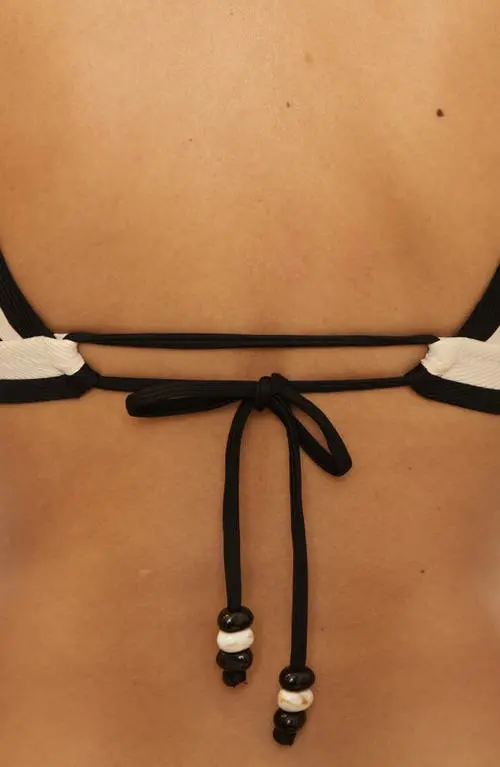 BECCA By Rebecca Virtue Coast Line Triangle Bikini Top - Black/tan