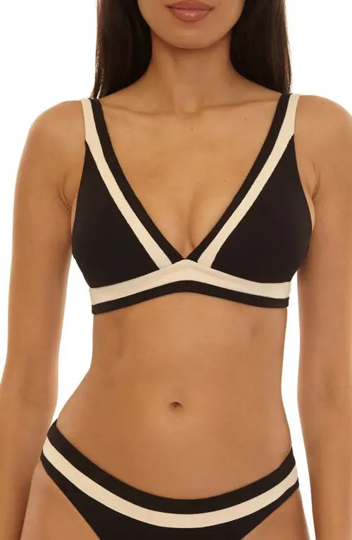 BECCA By Rebecca Virtue Coast Line Triangle Bikini Top - Black/tan