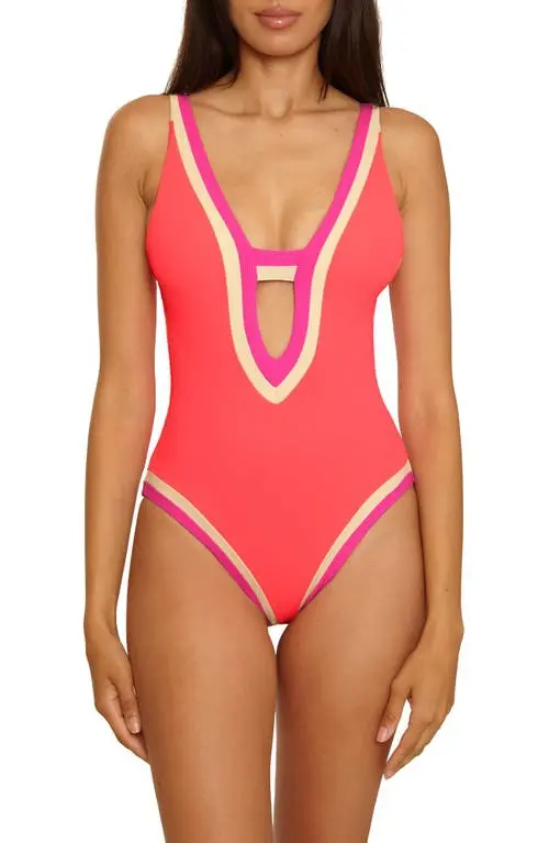BECCA By Rebecca Virtue Coast Line Plunge One-piece Swimsuit - Caliente