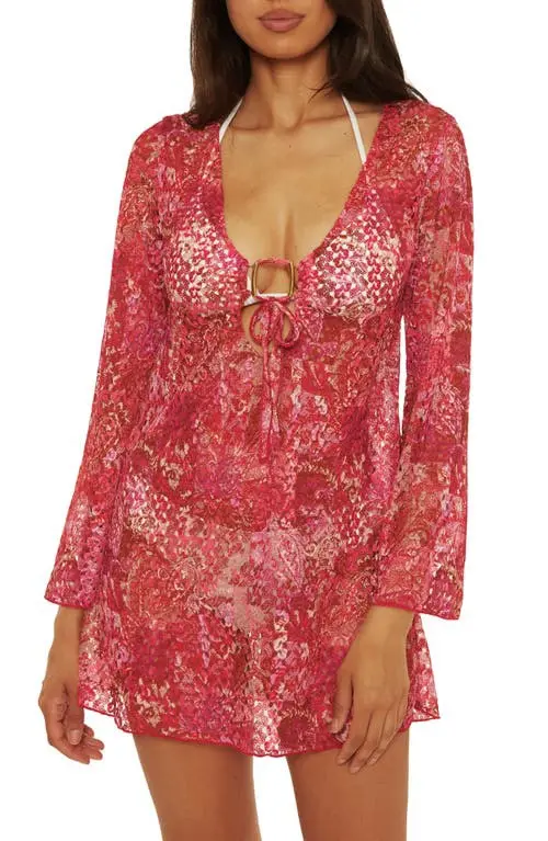 BECCA® By Rebecca Virtue Bali Lace Cover-up Tunic - Red Multi