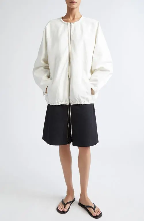 Partow Bond Drawstring Cotton Canvas Bomber Jacket