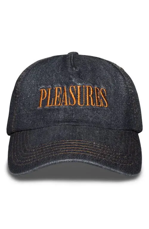 PLEASURES Zigzag Adjustable Cotton Denim Baseball Cap - Black