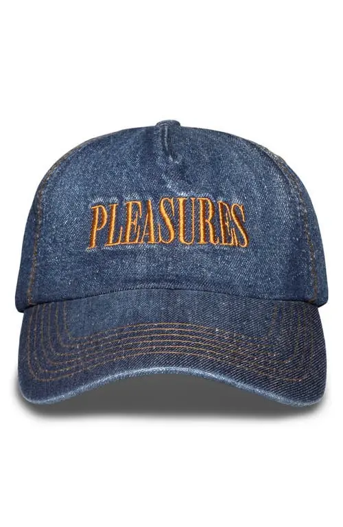 PLEASURES Zigzag Adjustable Cotton Denim Baseball Cap - Indigo