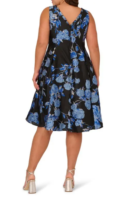 Adrianna Papell Metallic Floral High-low Dress