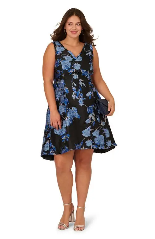 Adrianna Papell Metallic Floral High-low Dress