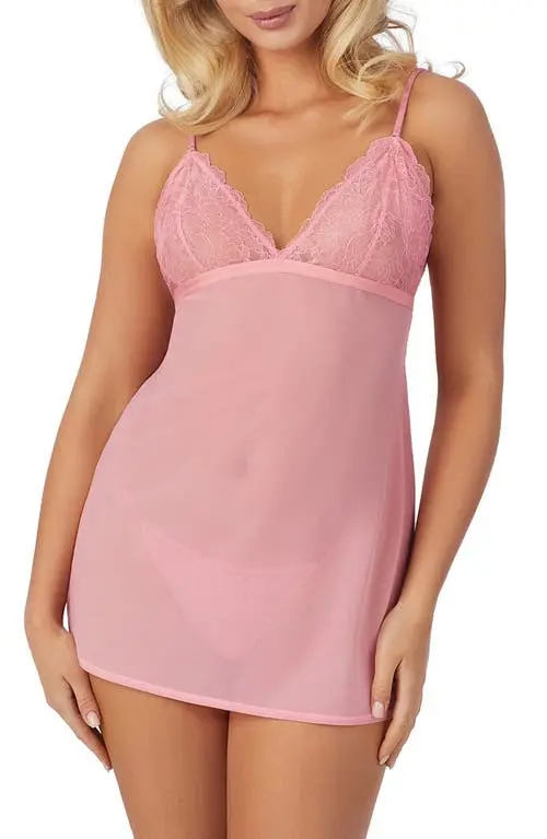 ON GOSSAMER Luxe Lace Chemise & Thong Set - Plumeria