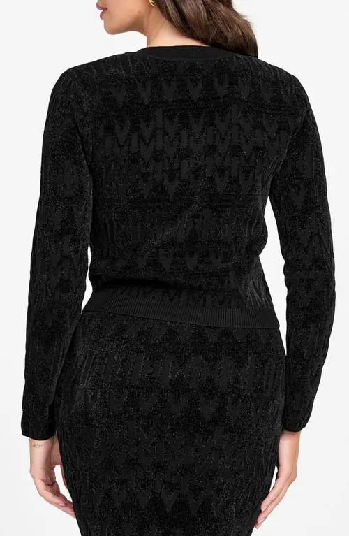 MARCIANO Adele Logo Jacquard Chenille Zip-up Cardigan
