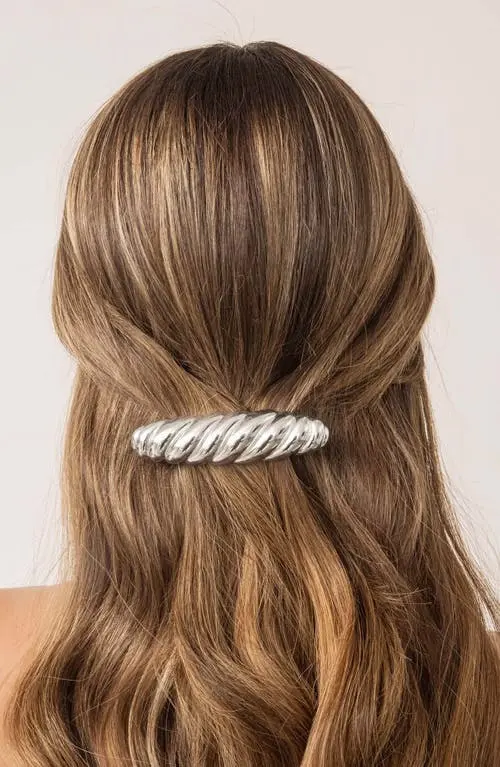 Ettika Twisted Oblong Barrette - Silver